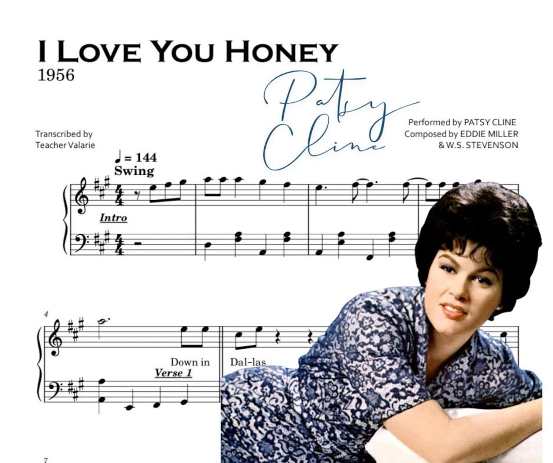 I Love You Honey (patsy Cline) 1956 Piano Score Sheet Music With ABC - Etsy