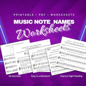 Music Note Names Worksheets | 30 Sheets for Theory Lessons PDF VERY ...