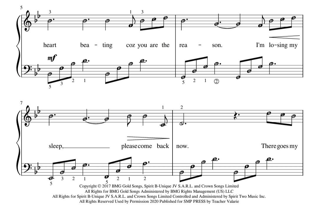 You Are the Reason | Piano Sheet Music for Easy - Medium With Note ...