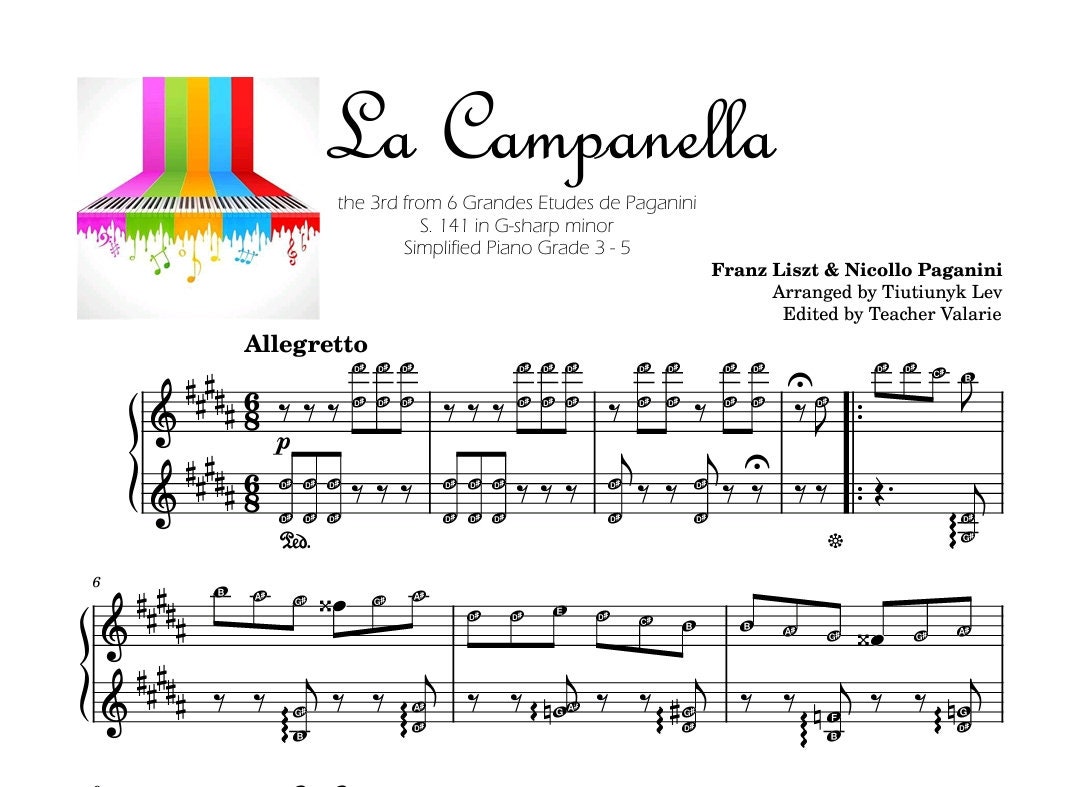 La Campanella - Simplified Grade 3 to 5 Piano Sheet Music for Self ...
