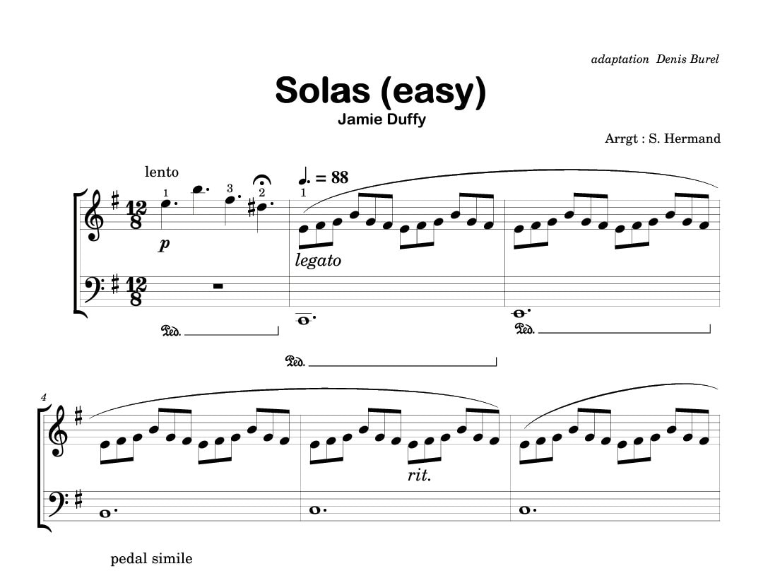 Solas easy Version Piano Sheet Music Score With Note Names - Etsy