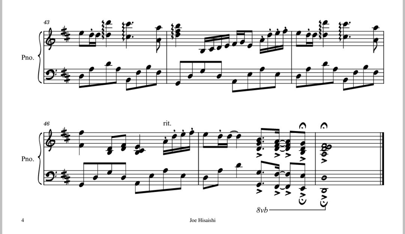 Summer - Joe Hisaishi (grade 6) Advanced Piano Sheet Music Score With ...