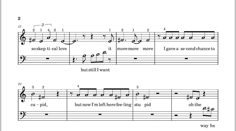 Cupid Twins Version Fifty Fifty | Easy Piano Sheet Music for Kids - Etsy