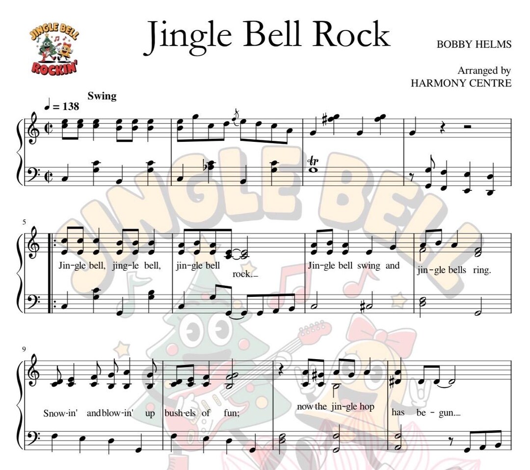 Jingle Bell Rock for Piano Grade 3 ~ PDF Sheet Music Score & MP3 Easy ...