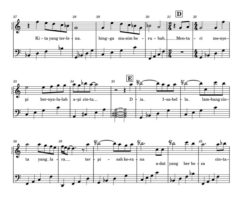 Isabella Search Piano Score Sheet Slow Rock Music Lagu Melayu Self ...