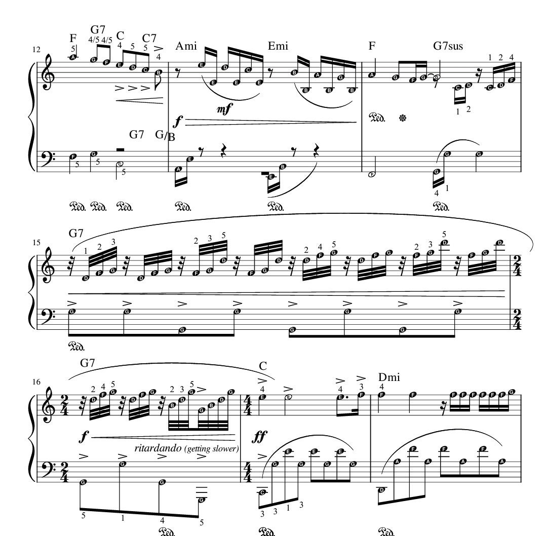 Ballade Pour Adeline Piano Sheet Music Score With Note Names BUNDLE 