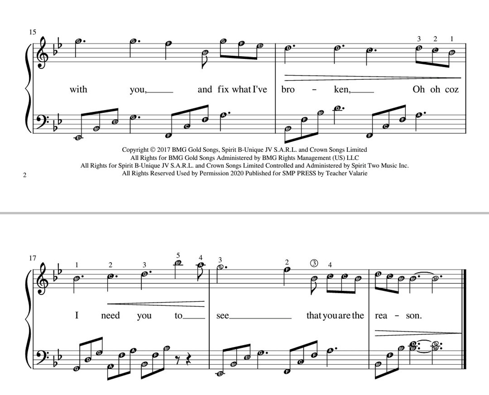 You Are the Reason | Piano Sheet Music for Easy - Medium With Note ...