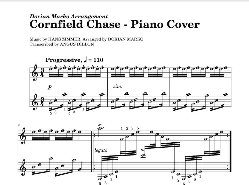 Interstellar - Piano Sheets Pack X 4 Pdfs Cornfield Chase, Interstellar ...