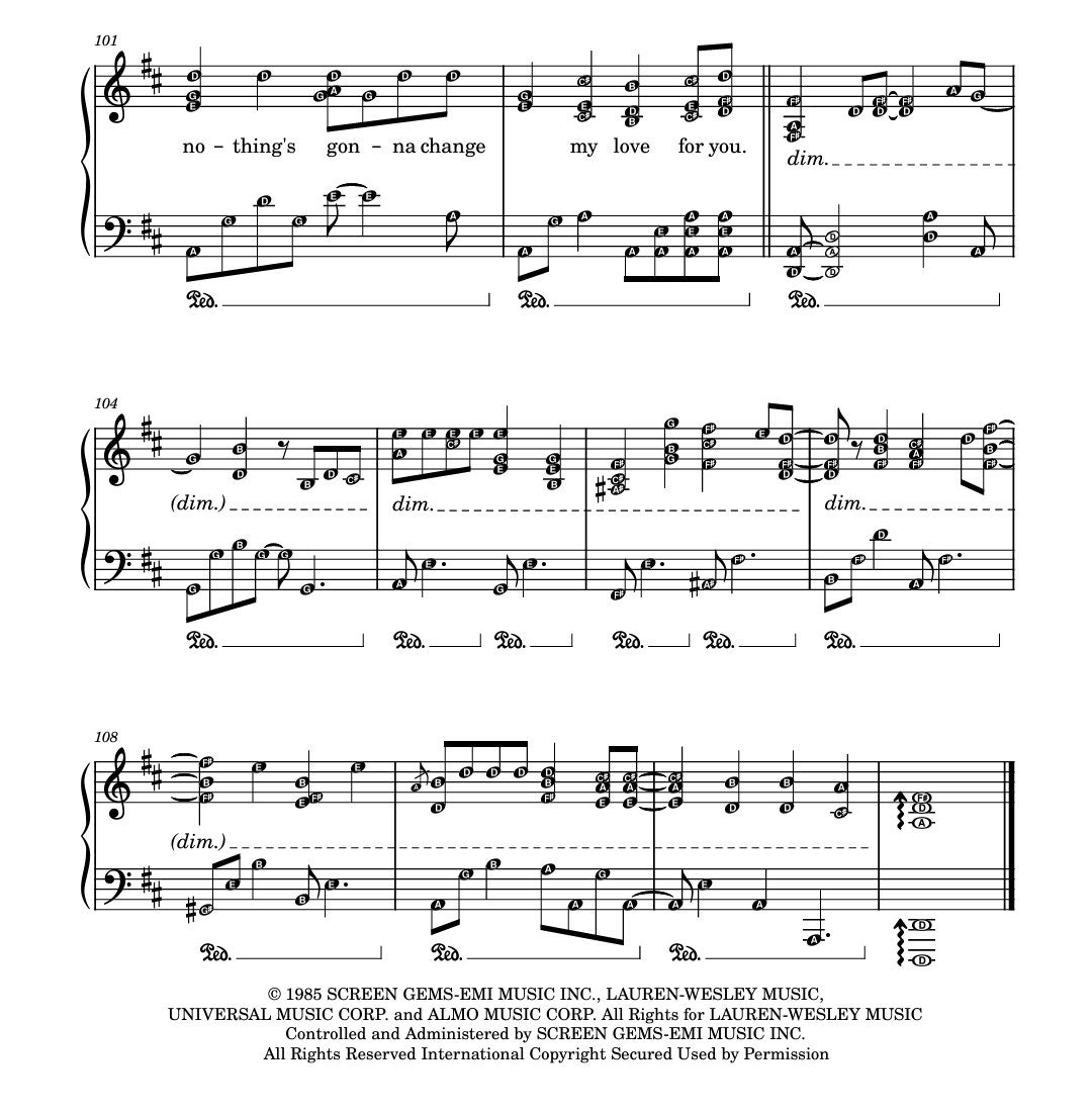 Nothing's Gonna Change My Love for You Piano Sheet Music: Intermediate ...