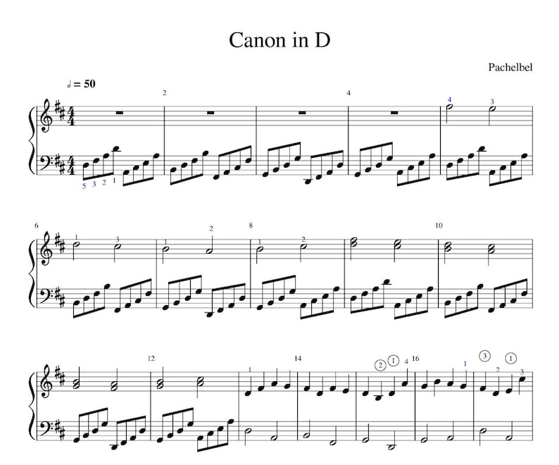 Canon in D | Bundle Piano Sheets for Grade 1, 2, 4 & 5 (some With Note ...