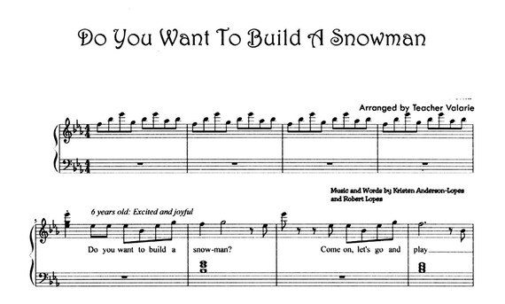 Do You Wanna Build A Snowman Piano Sheet Music Printable