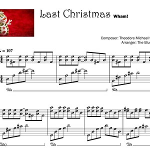Last Christmas by WHAM! Piano Sheet Music With Note Names - Etsy