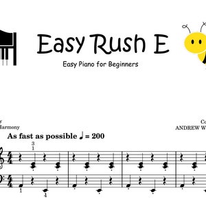 Easy Rush E | Grade 1 - 2 Piano Sheet Music Score Self Learning Series With Note Names MODERN ...