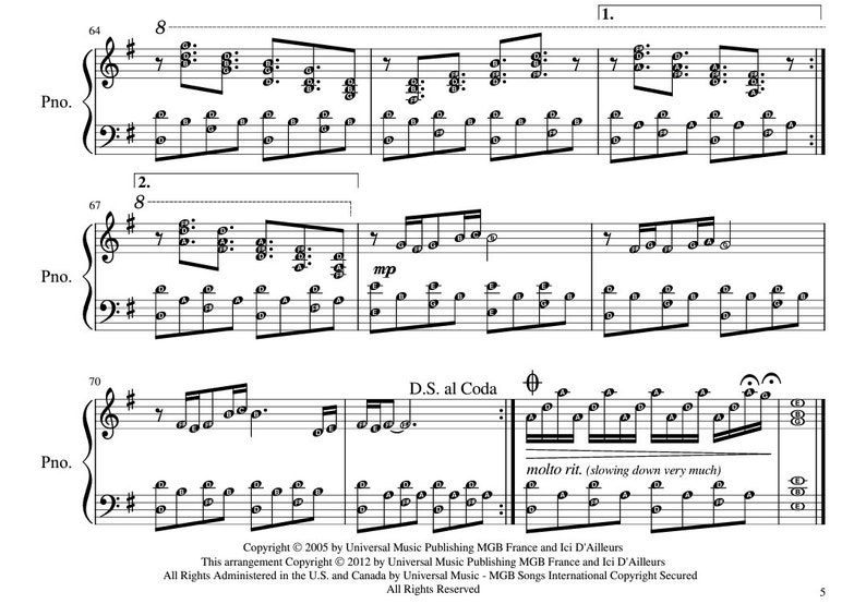 COMPTINE D'un Autre Ete Piano Sheet Music Free Sheet With Note Names ...