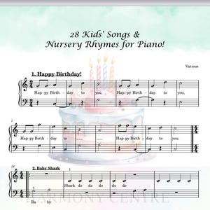 28 Kids Songs Piano Sheet Music Bundle: Nursery Rhymes PDF MP3 - Etsy