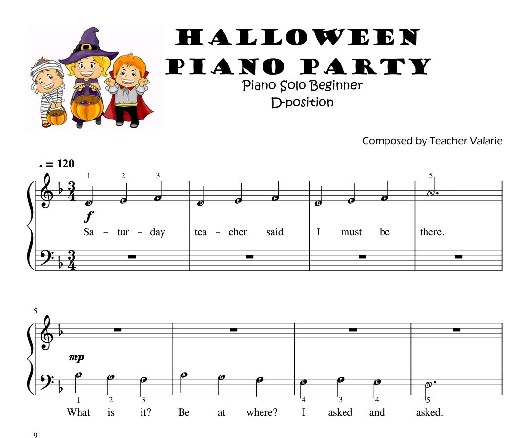 Halloween Piano Party (grade 0 to 6) D Minor Position | 4x PDF Download ...