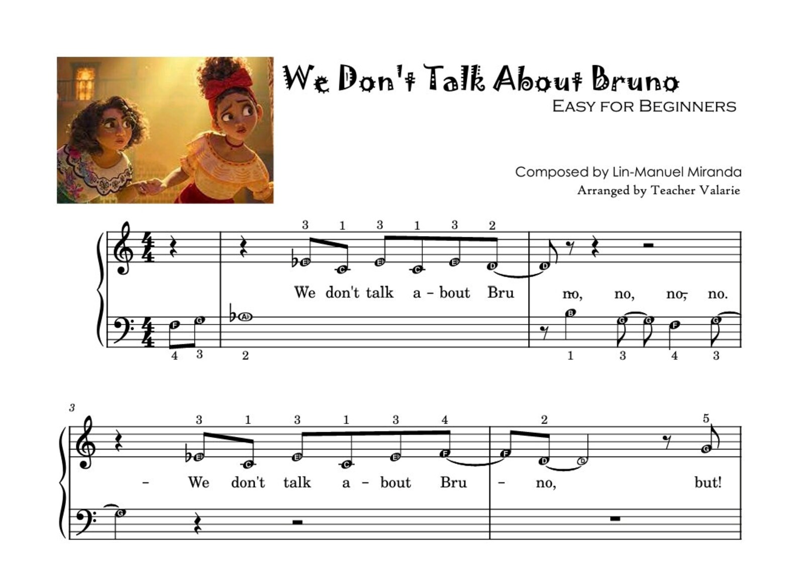 We Dont Talk Abt Bruno Easy Piano Sheet Music For Self Learning Series