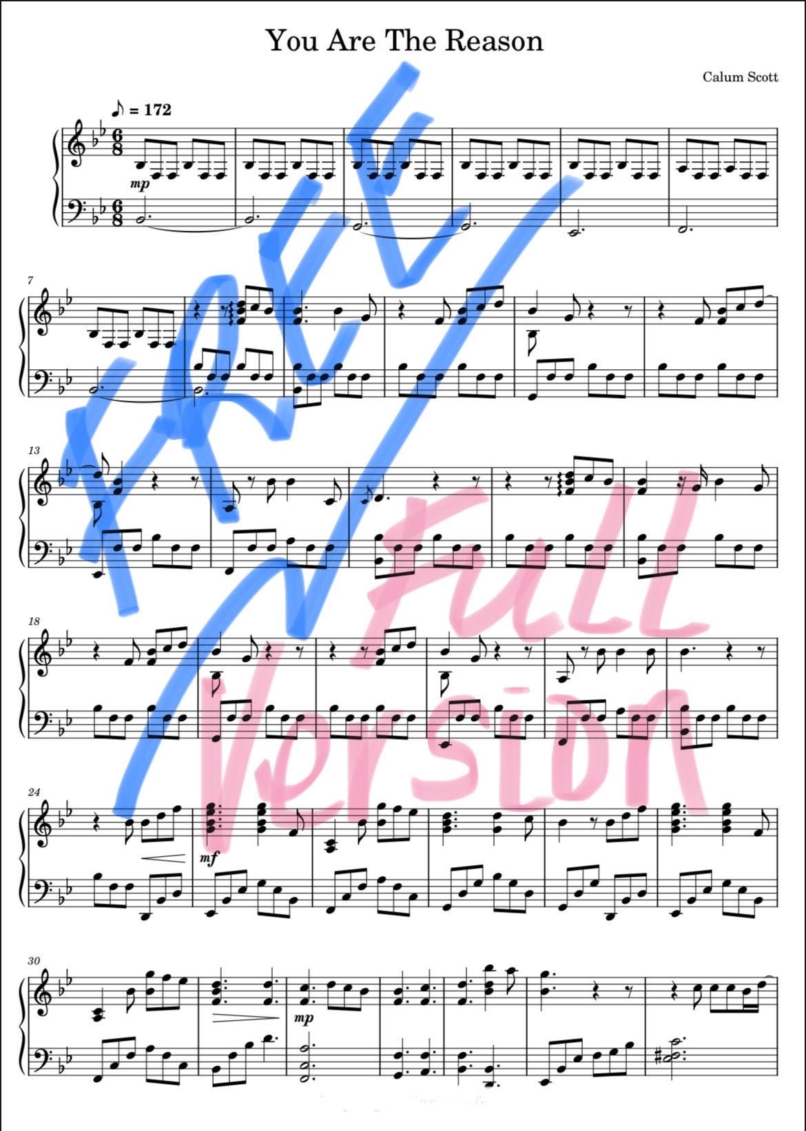 You Are the Reason | Piano Sheet Music for Easy - Medium With Note ...