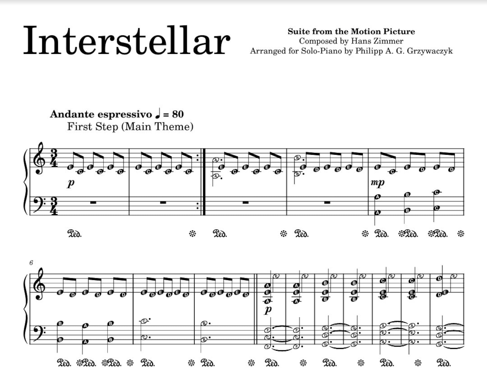Interstellar - Piano Sheets Pack X 4 Pdfs Cornfield Chase, Interstellar ...