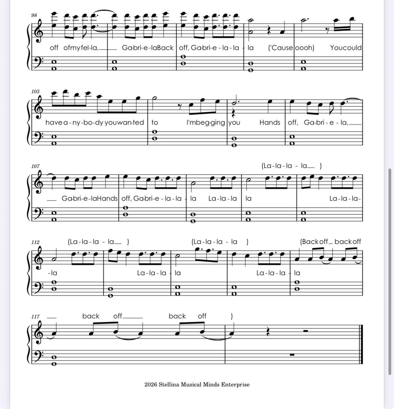 Gabriela_(katseye)~piano Sheet Music Score With Note Names~intermediate ...