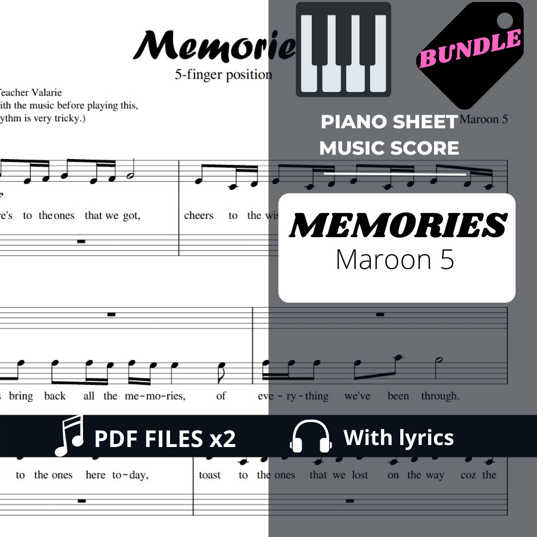 Memories - Maroon 5 | BUNDLE Piano Sheet Music for Grade 1 & Grade 5 - Etsy