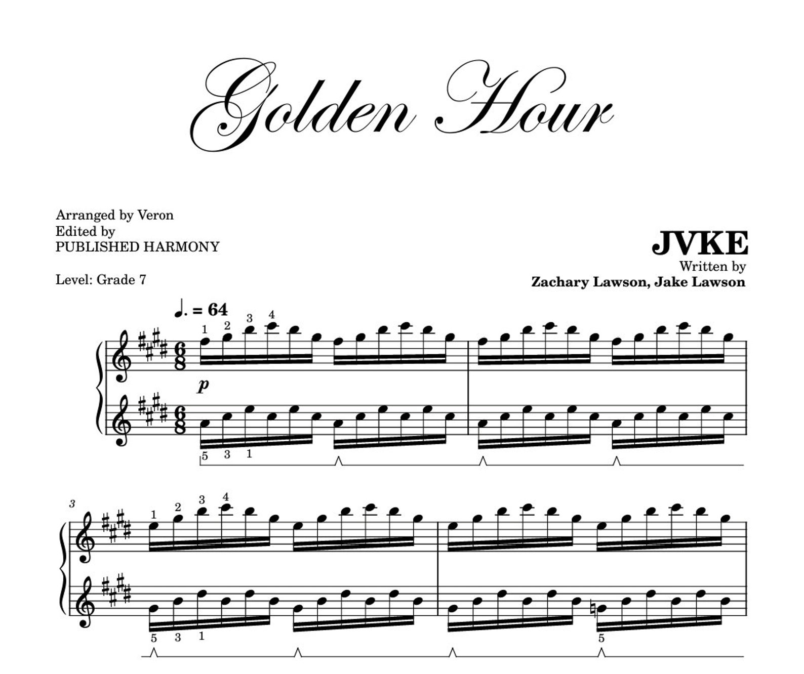 Golden Hour JVKE (G7) | Piano Sheet Music Score Self Learning Series ...