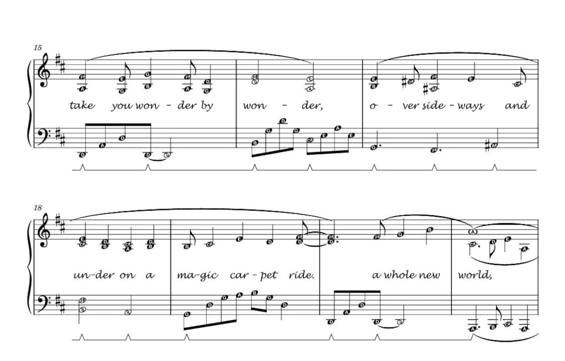 A Whole New World | Piano Sheet Grade 1 + Grade 5 Self Learning Series ...
