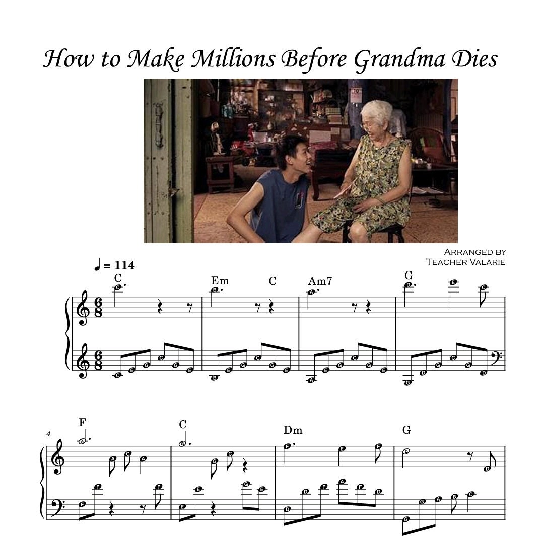 How to Make Millions Before Grandma Dies OST Piano Sheet Music (PDF) - Etsy