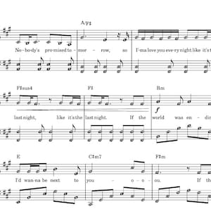 Die With A Smile | Piano Sheet Music Score With Note Names Grade 3 Easy ...