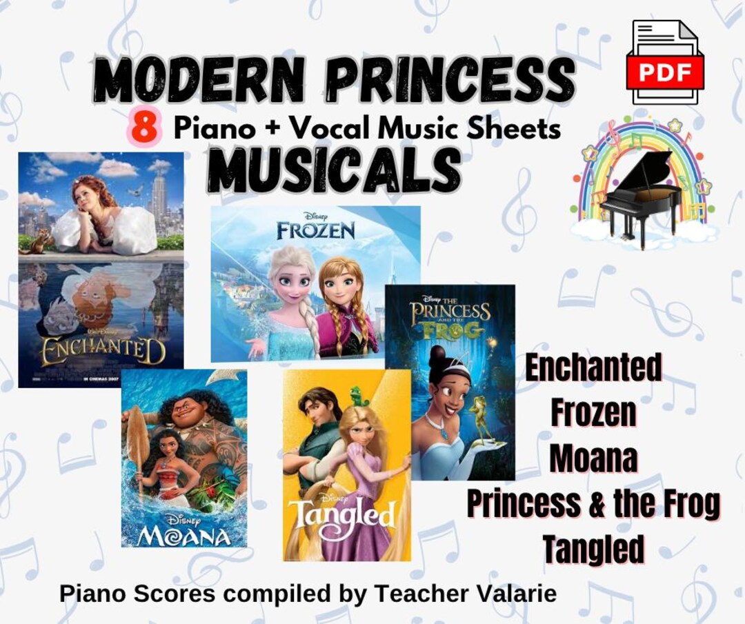 Modern Princesses Piano and Vocal Sheet Music Scores 8 Songs Enchanted ...
