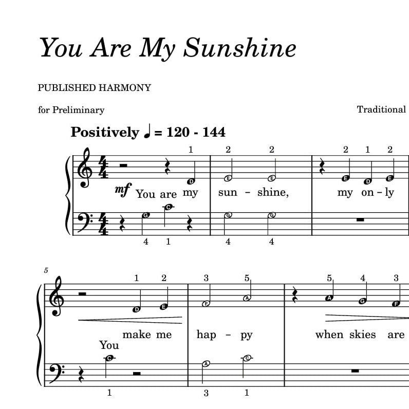 You Are My Sunshine: Beginner Piano Sheet Music - Etsy