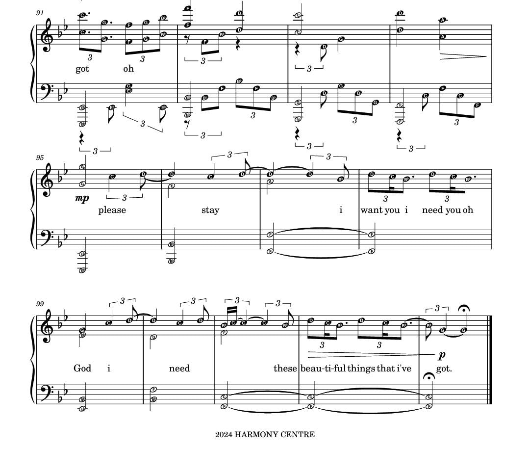 Beautiful Things Piano Sheet Music Score With Note Names & Lyrics G5 - Etsy