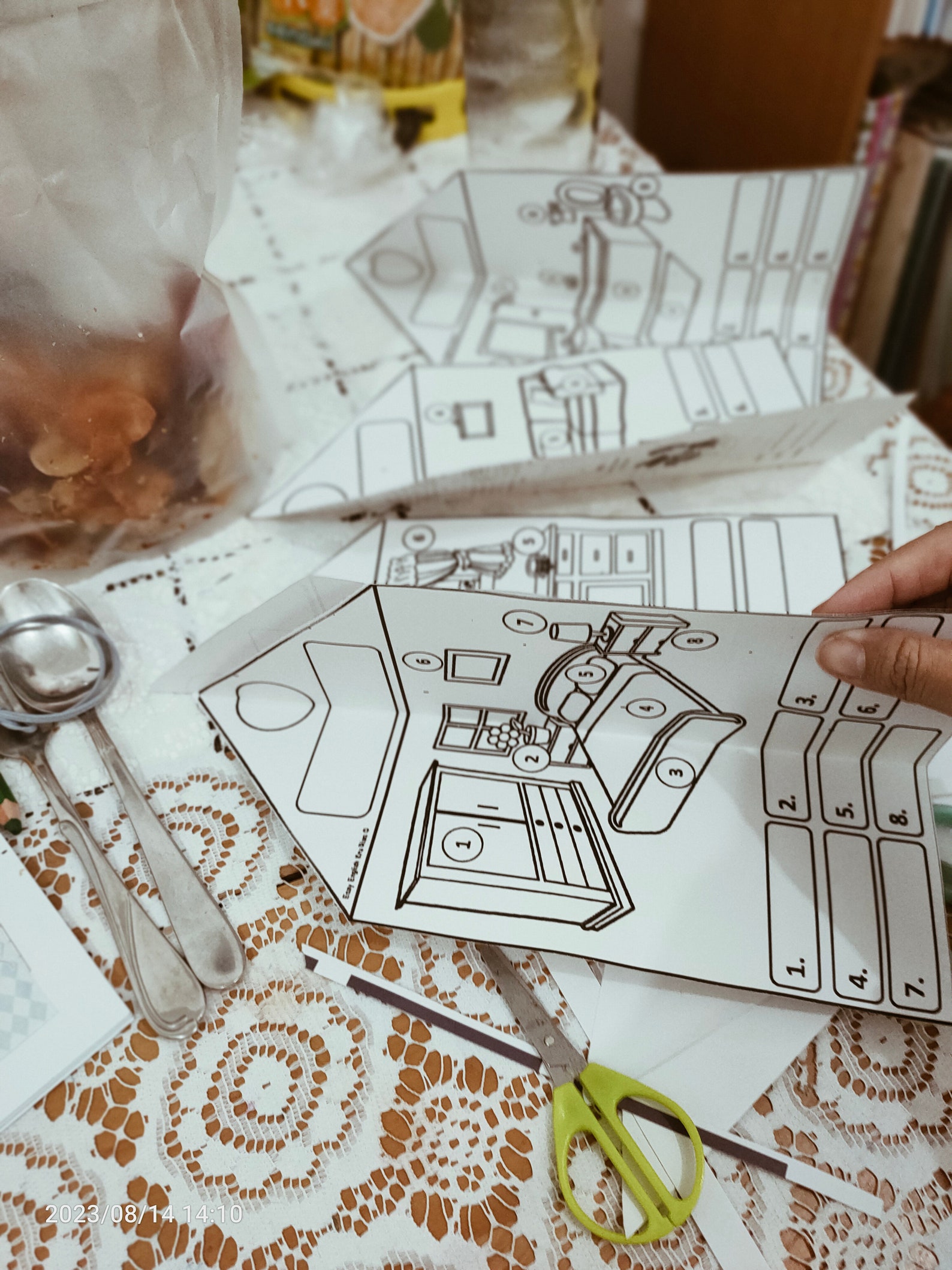 Paper House Crafts Template for Kids Project Teacher Lesson House Rooms ...