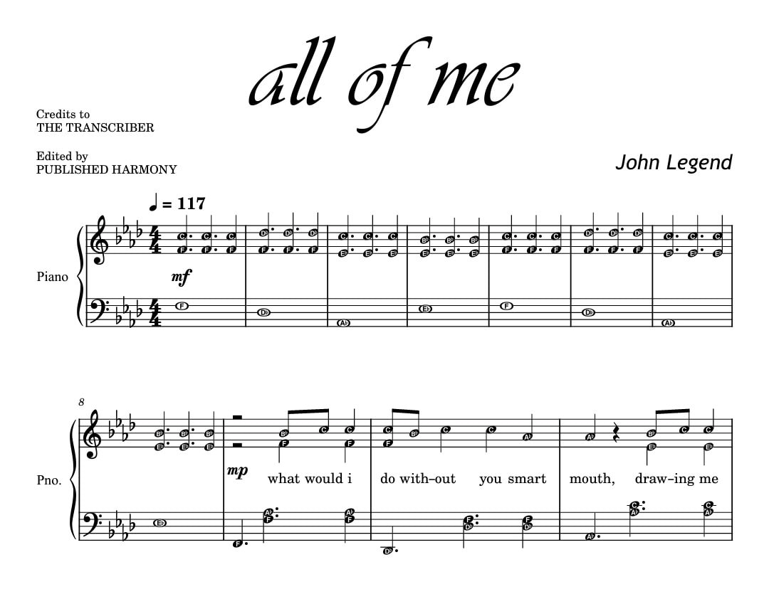All of Me by John Legend Piano Sheet Solo Best Version+ Free La ...
