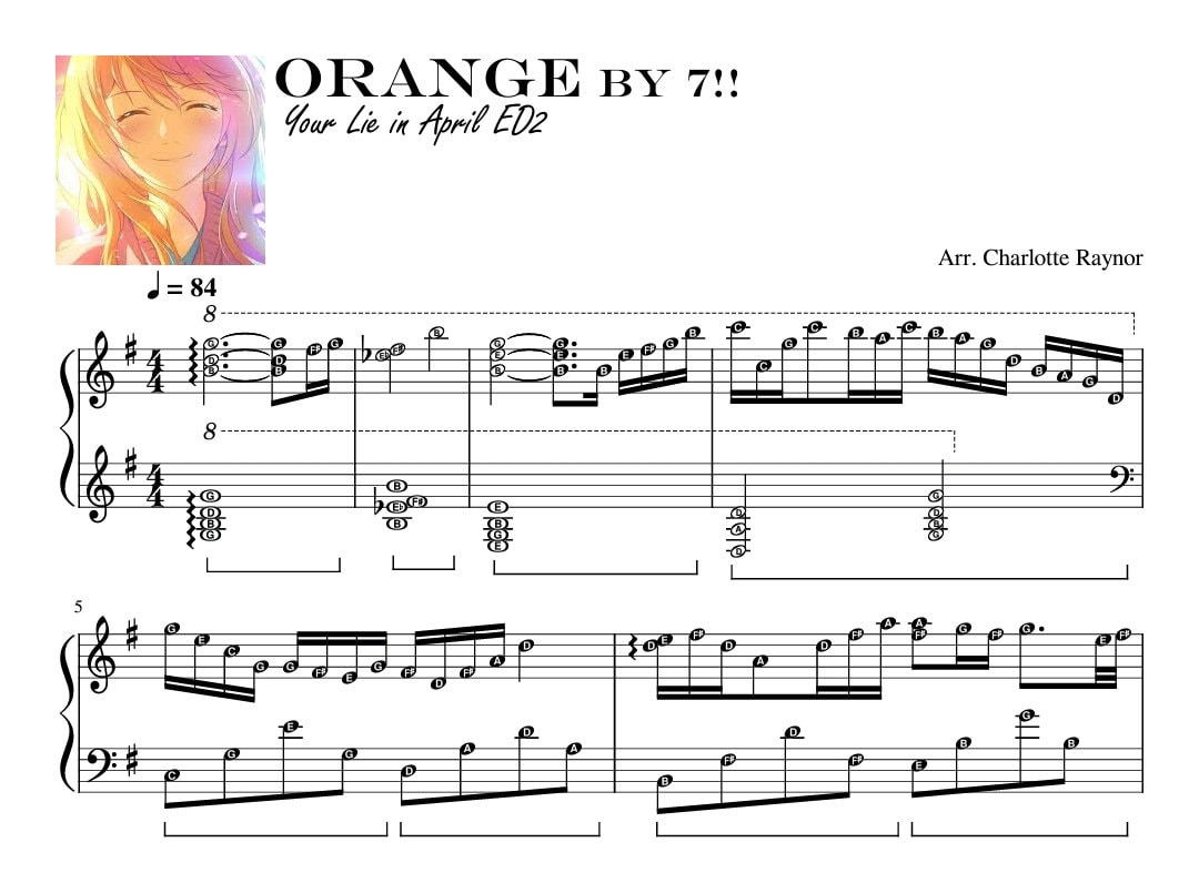 ORANGE by 7!! - Your Lie in April ED2 [pdfs] Piano Sheet Music Score ...