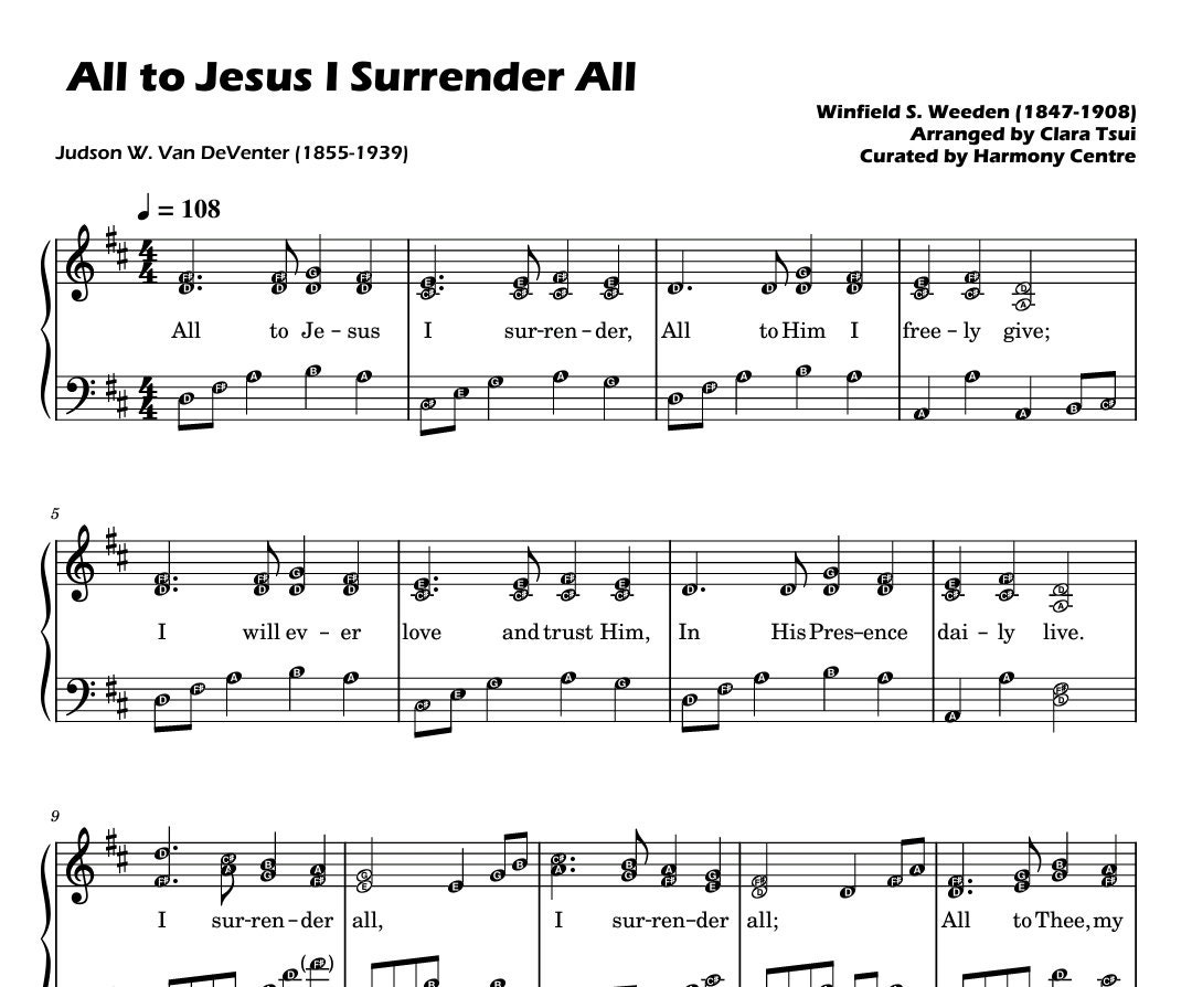 All to Jesus I Surrender All | Piano Sheet Traditional & Modern Versions - Etsy