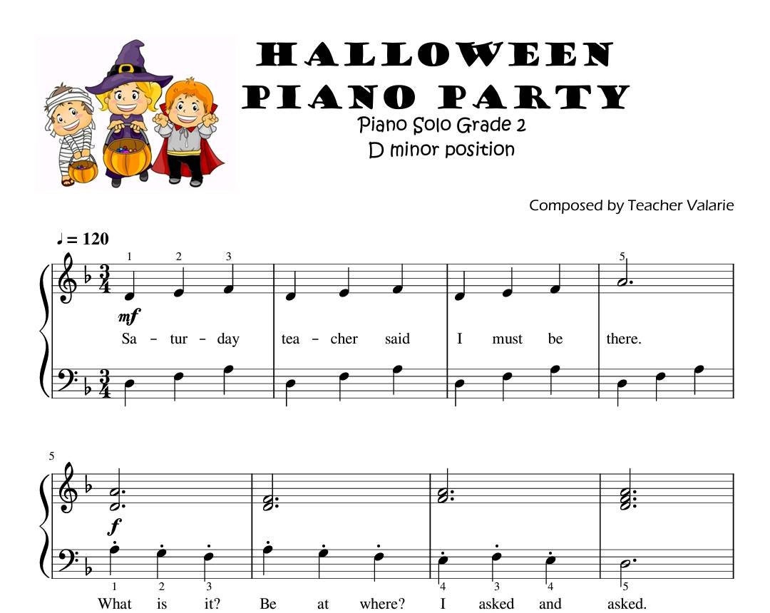 Halloween Piano Party (grade 0 to 6) D Minor Position | 4x PDF Download ...