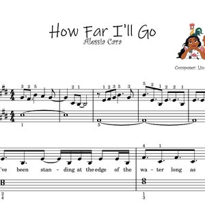 How Far I'll Go - Bundle - Easy Piano Sheet Music Score for Beginners ...