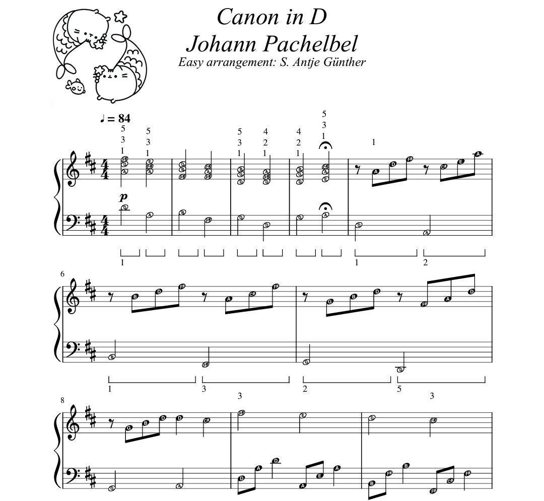 Canon in D | Bundle Piano Sheets for Grade 1, 2, 4 & 5 (some With Note ...