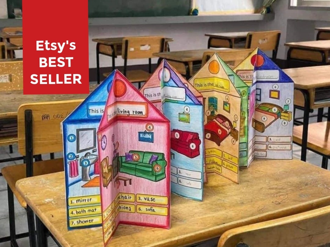 Paper House Crafts Template for Kids Project Teacher Lesson House Rooms ...