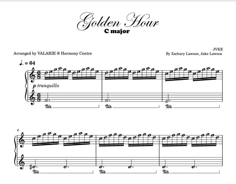 EASY Golden Hour - JVKE (G3) | Piano Solo Music Sheet Self Learning ...