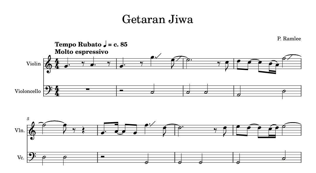Getaran Jiwa P. RAMLEE Piano Sheet or Violin With Cello Music Sheet ...