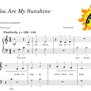 You Are My Sunshine: Beginner Piano Sheet Music - Etsy