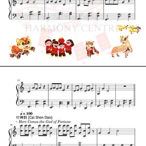 Chinese New Year Songs Medley for Piano Grade 2 Sheet Music Score With ...