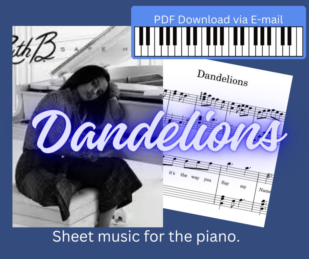 DANDELIONS | Easy Piano Sheet Music Score With Note Names | Ruth B ...