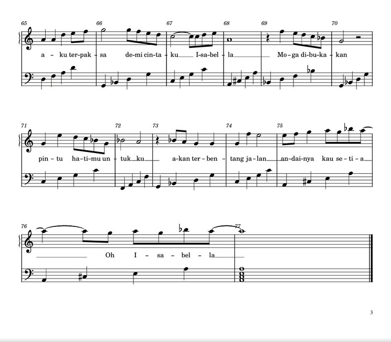 Isabella Search Piano Score Sheet Slow Rock Music Lagu Melayu Self ...