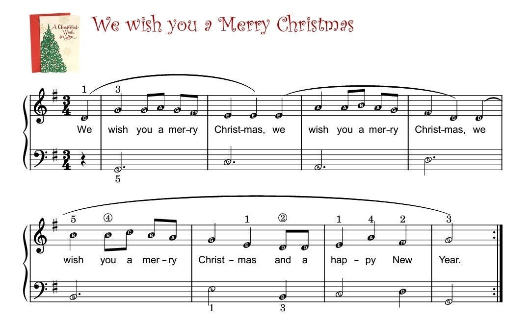 We Wish You A Merry Christmas Easy Piano Self Learning Series With Note ...