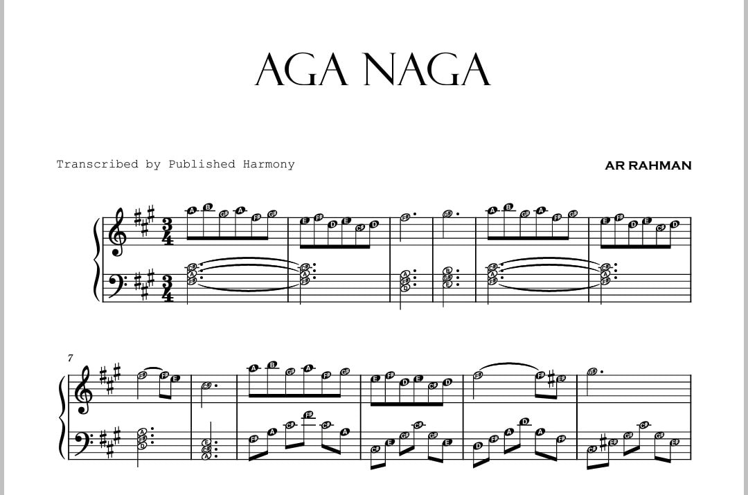 AGA NAGA | Piano Music Sheet Easy With Note Names Mp3 - Etsy