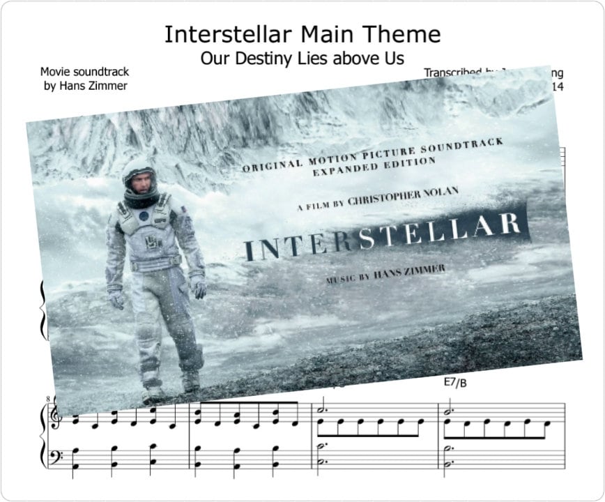 Interstellar OST Hans Zimmer | Intermediate Piano Sheet Bundle (4 Pdfs ...