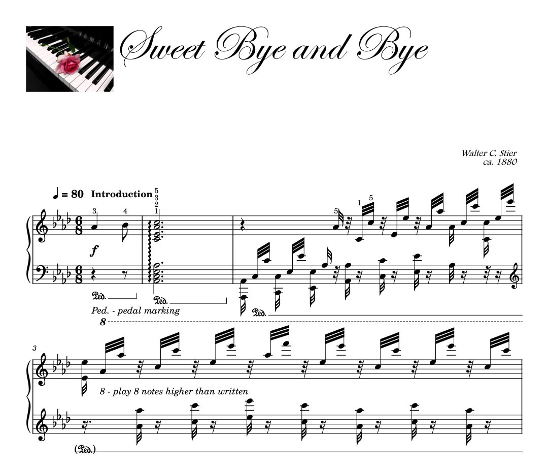 Sweet Bye and Bye WALTER C. STIER (grade 8) Piano Sheet Music Score Self Learning Series With ...